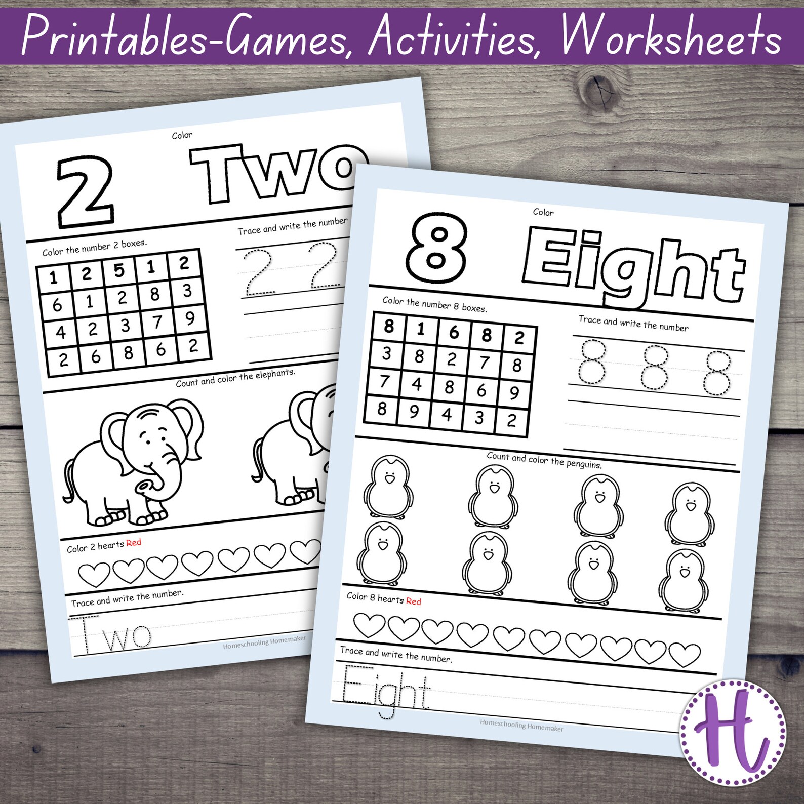 Number Worksheets 1-9: Preschool Counting Practice (PDF) - Etsy