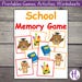 School Memory Game for Kids, Kindergarten Matching Card Game, Simple ...