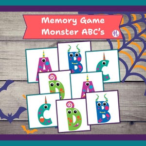 Monster ABC Matching Game: Printable Alphabet Cards (PDF) - Etsy