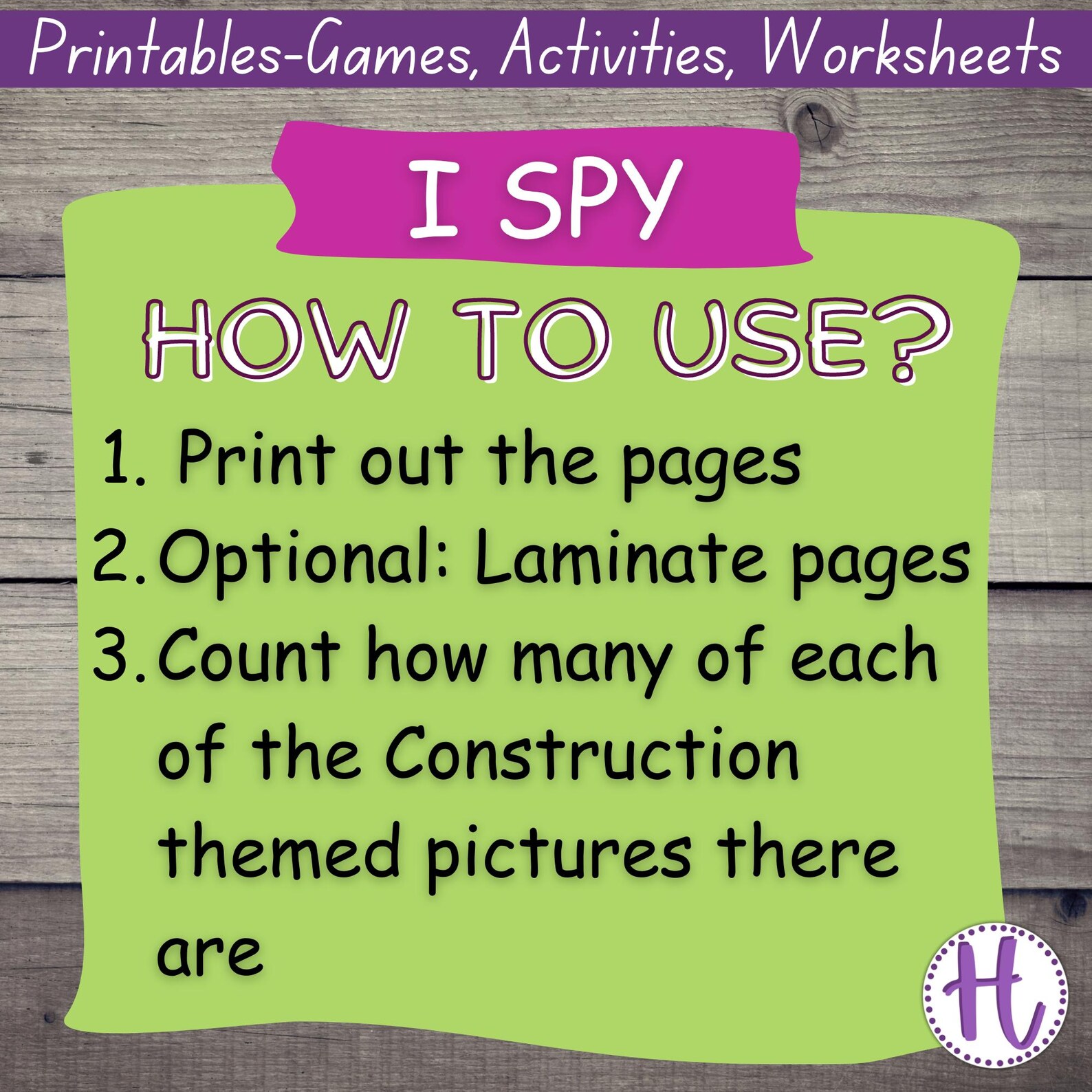 Construction I Spy for Kids, Homeschool Activities, Counting Worksheet ...