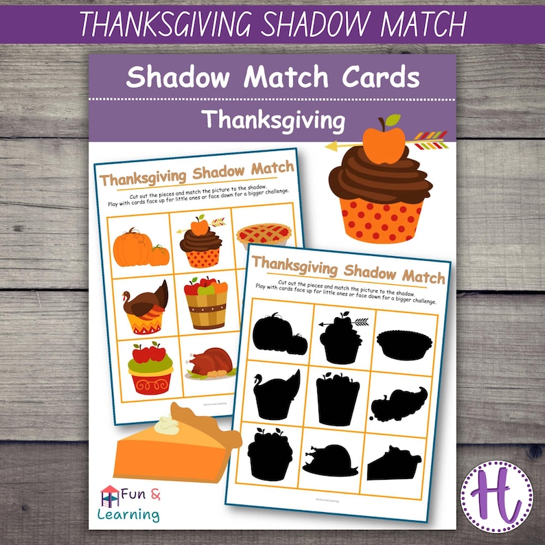 Thanksgiving Shadow Match Game: Printable Fall Activity (PDF) - Etsy