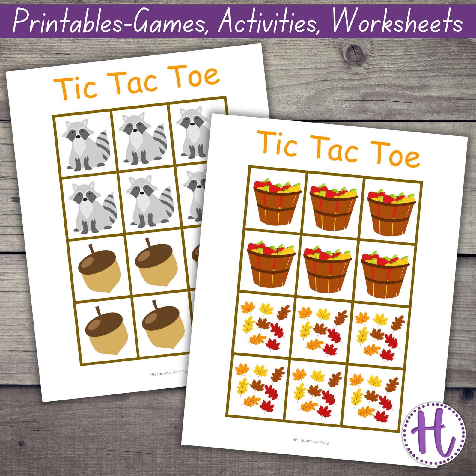 Fall Tic Tac Toe Game for Kids, Fun Homeschool Game for Preschool ...