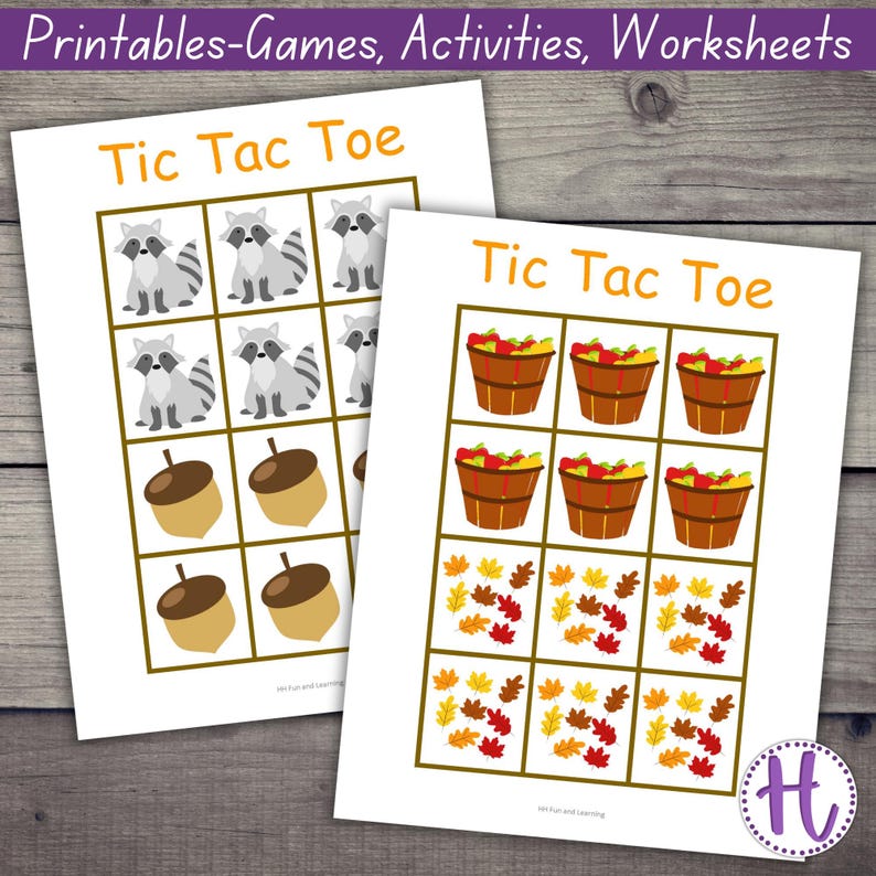 Fall Tic Tac Toe Game for Kids, Fun Homeschool Game for Preschool ...