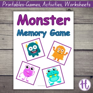 Monster Memory Game for Kids, Preschool Activity, Monster Game ...