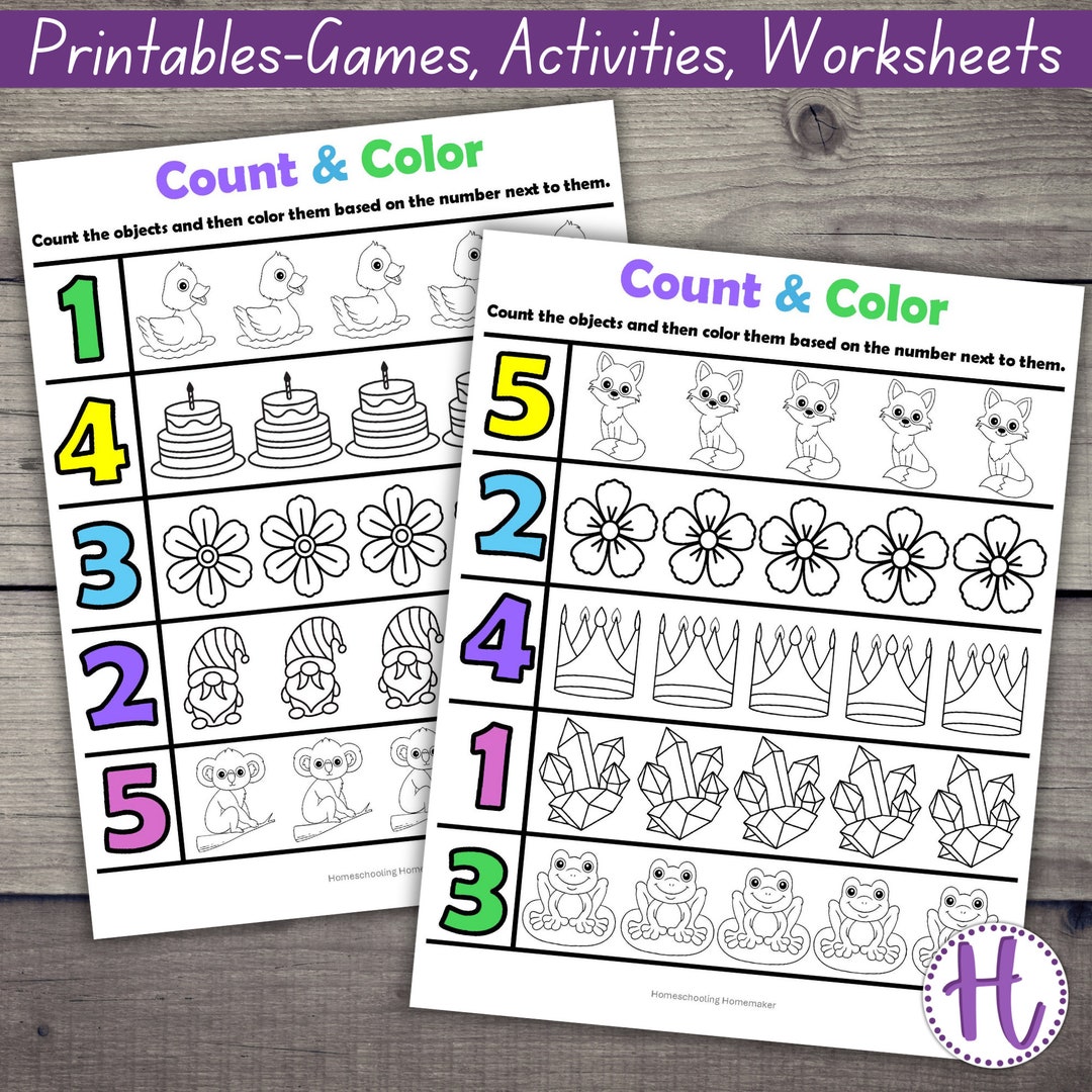 Count and Color Activity Worksheets, Preschool Counting, Number Sense ...