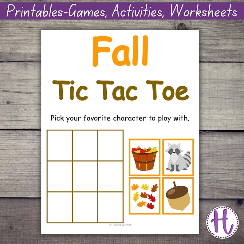 Fall Tic Tac Toe Game for Kids, Fun Homeschool Game for Preschool ...