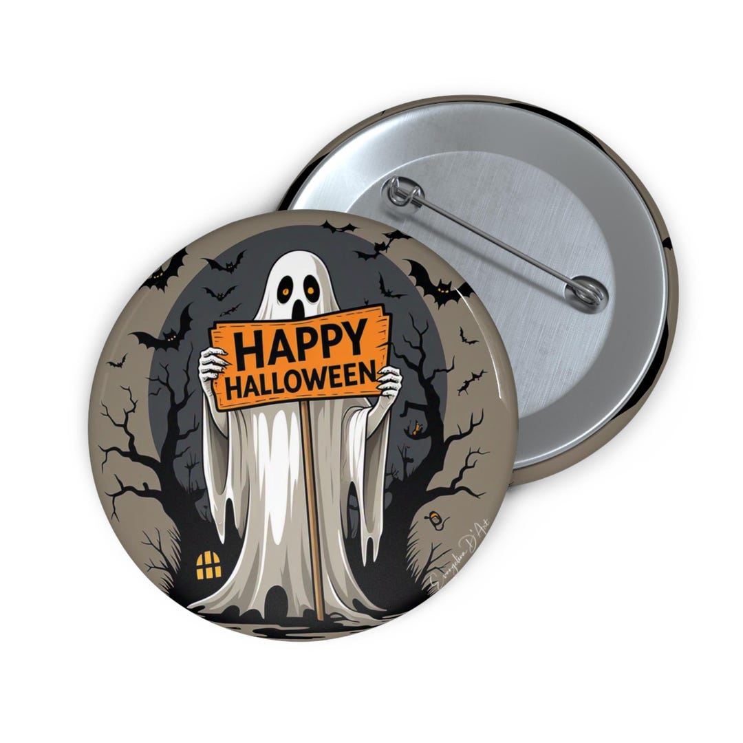 Halloween Ghost Pin Button, Spooky Ghost Brooch, Holiday Accessory for ...