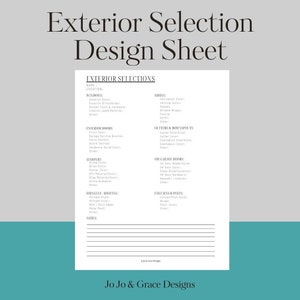 Exterior House Design Selection Sheet, Printable Builder Color ...