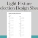 Light Fixture Selection Sheet, Builder Color Selections, New Home ...