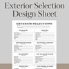 Exterior House Design Selection Sheet, Printable Builder Color ...