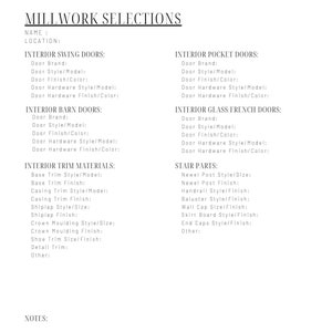 Millwork Design Selection Sheet: Builder Color Template (digital ...