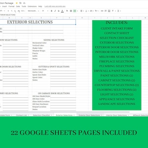 Home Design Selection Sheets: Customizable Google Sheets Template ...