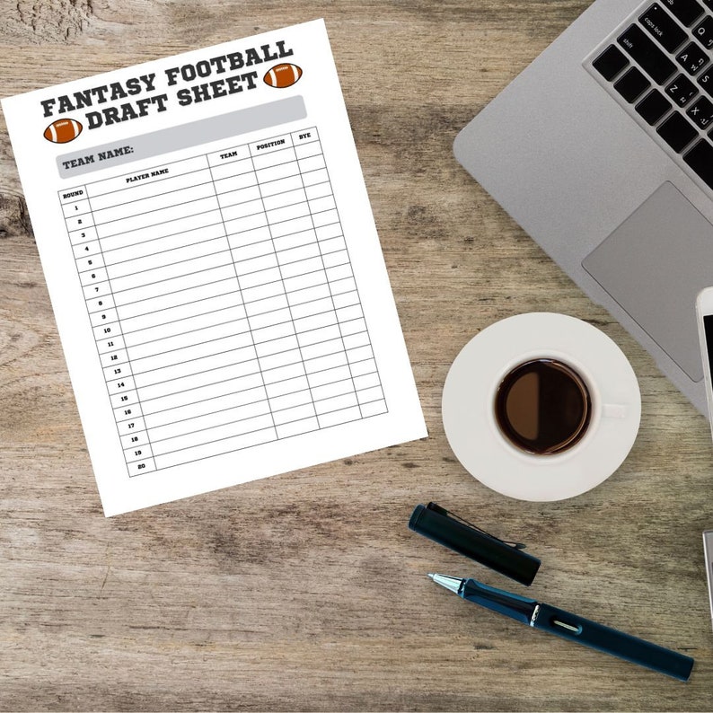 Fantasy Football Draft Sheet: Printable Draft Day Kit (digital Download ...