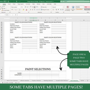 Home Design Selection Sheet: Customizable Excel Template (digital ...