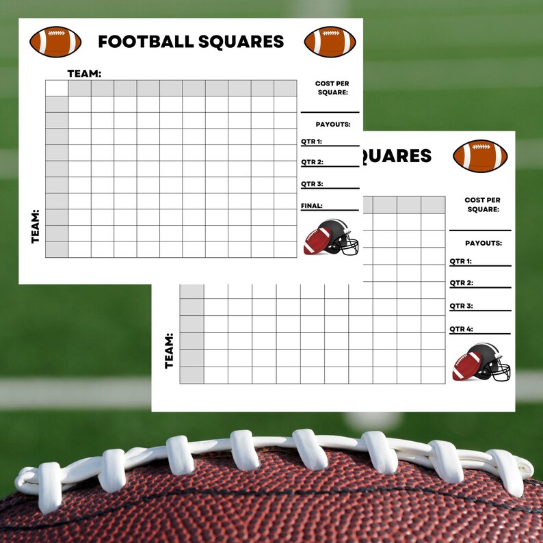 100 Square Football Pool Board: Big Game Party (digital Download) - Etsy