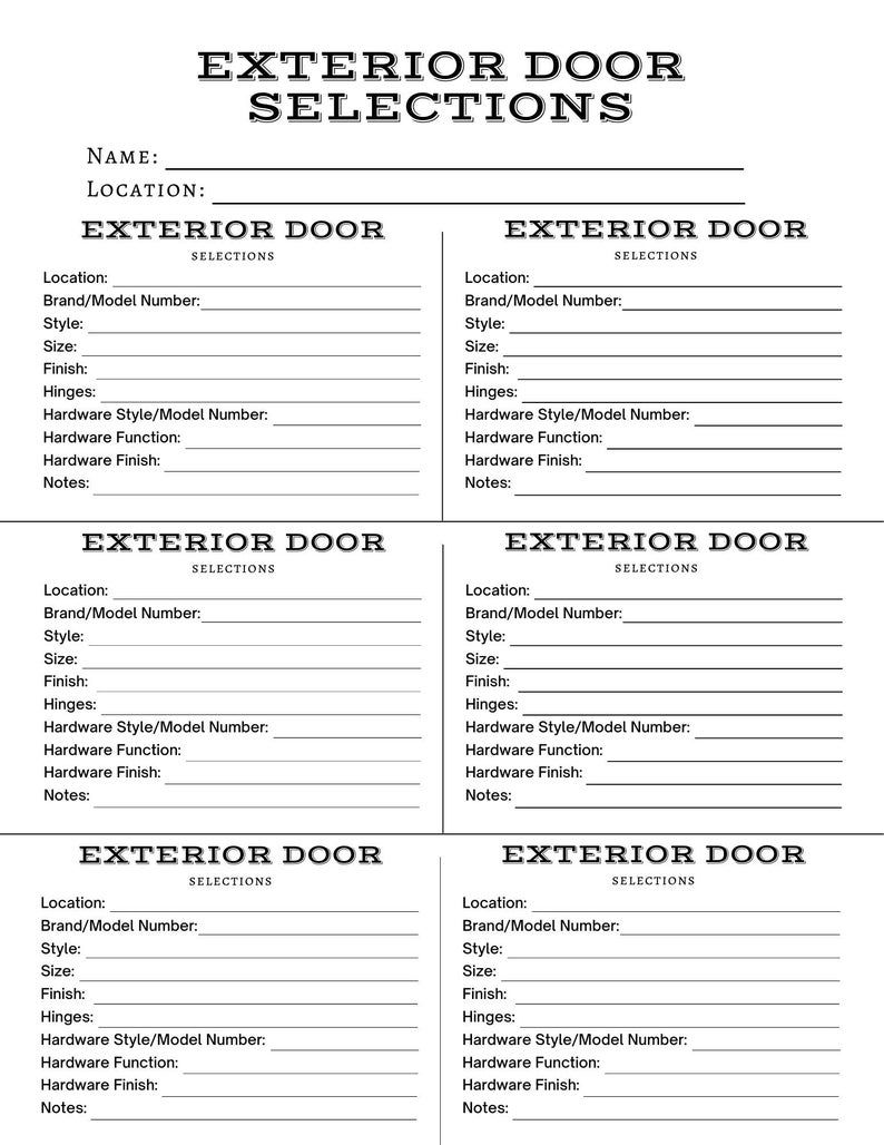Home Design Selection Planner: Builder Checklist (digital Download) - Etsy