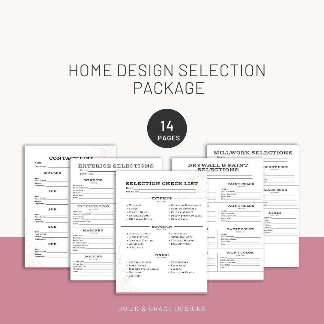 Home Building Selections Package: 14-page Design Checklist (PDF) - Etsy