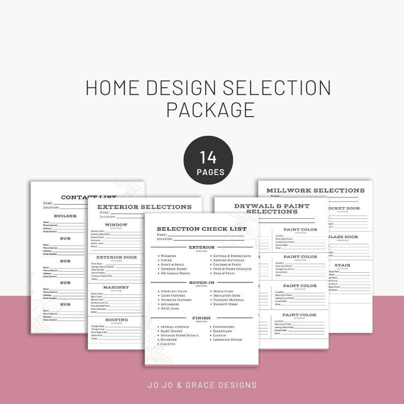 Home Building Selections Package: 14-page Design Checklist (PDF) - Etsy