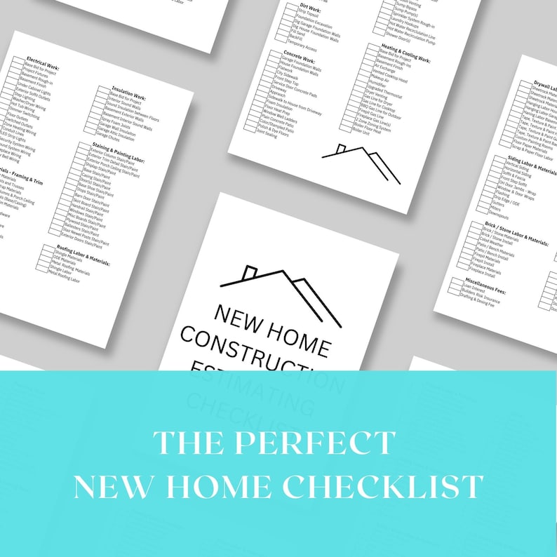New Home Construction Estimating Checklist (printable PDF) - Etsy