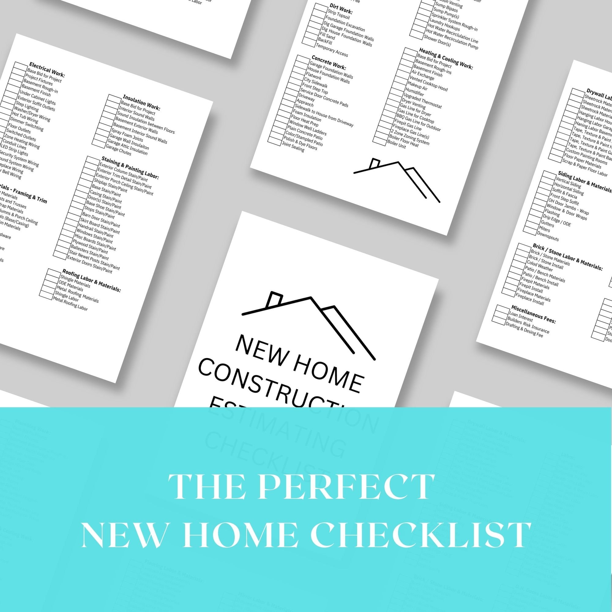 New Home Construction Estimating Checklist (printable PDF) - Etsy