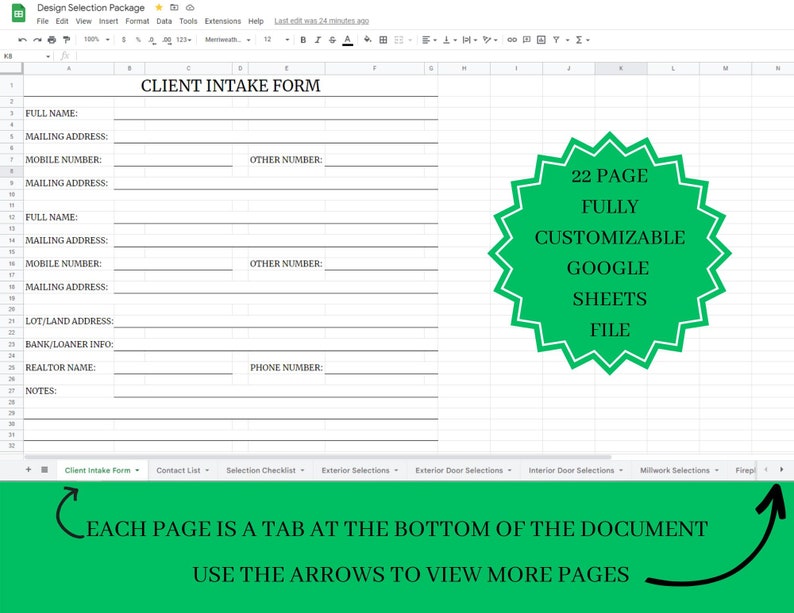 Home Design Selection Sheets: Customizable Google Sheets Template ...