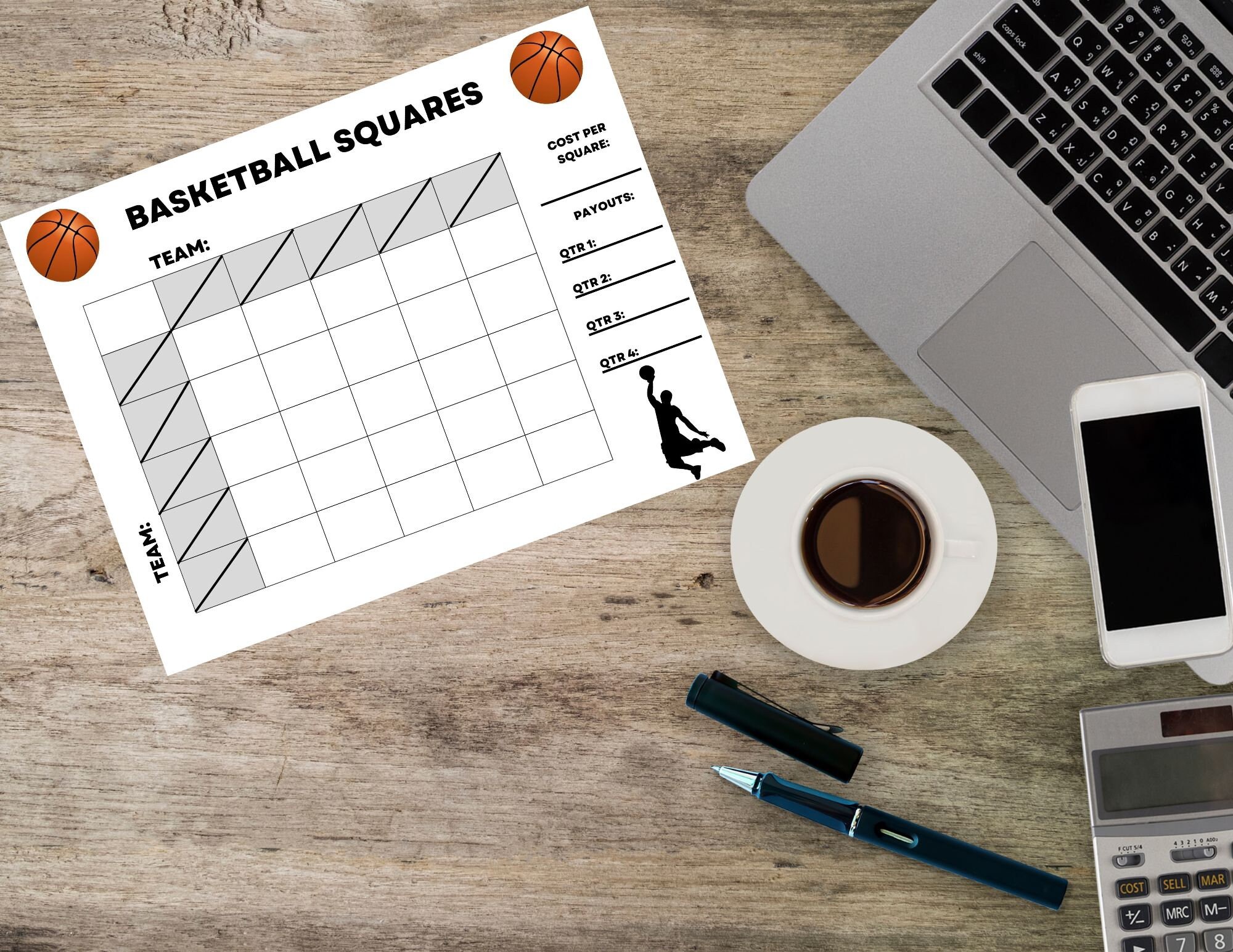 25 Square Basketball Square Game Four Quarters, Basketball Gambling ...