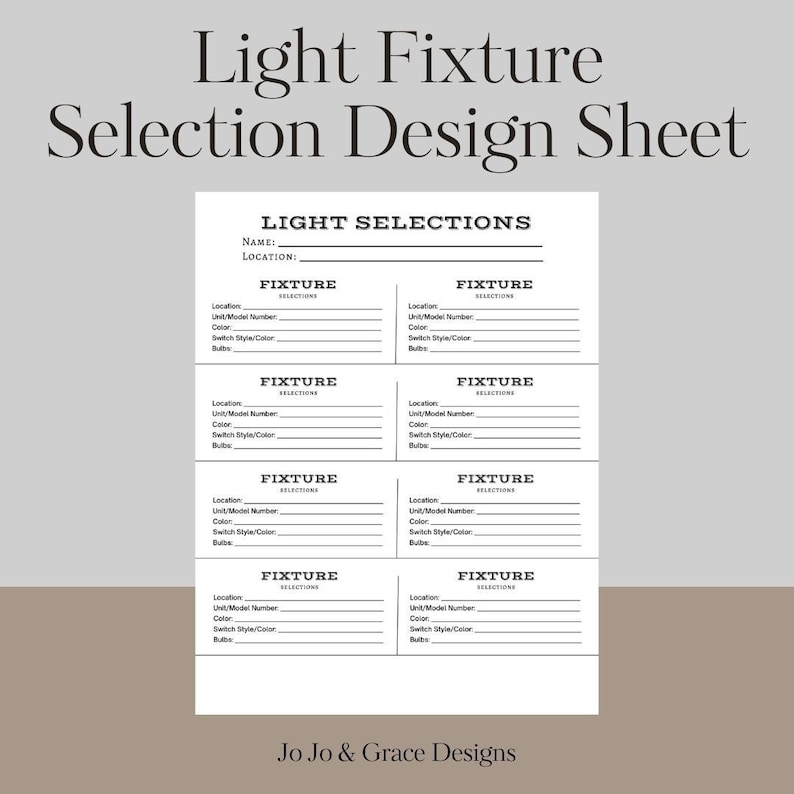 Light Fixture Selection Sheet, Building Product Sheet, Lighting Design ...