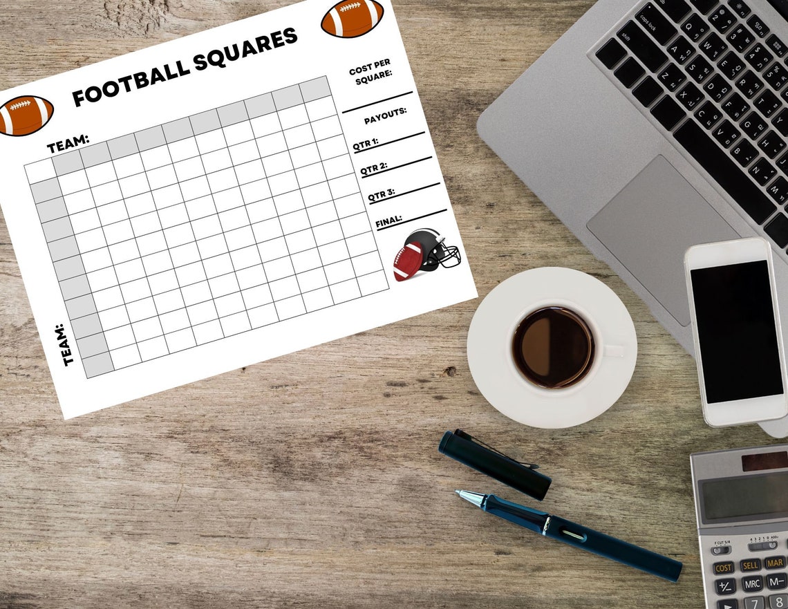 Football Squares Game Board: 100 Square Grid (digital Download) - Etsy