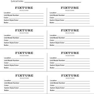 Light Fixture Selection Sheet, Building Product Sheet, Lighting Design ...