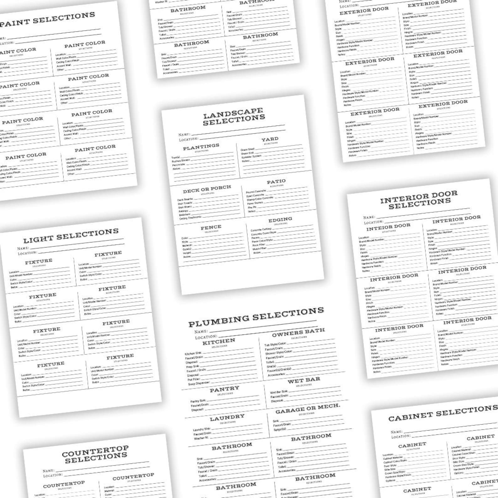 Home Design Selection Planner: Builder Checklist (digital Download) - Etsy