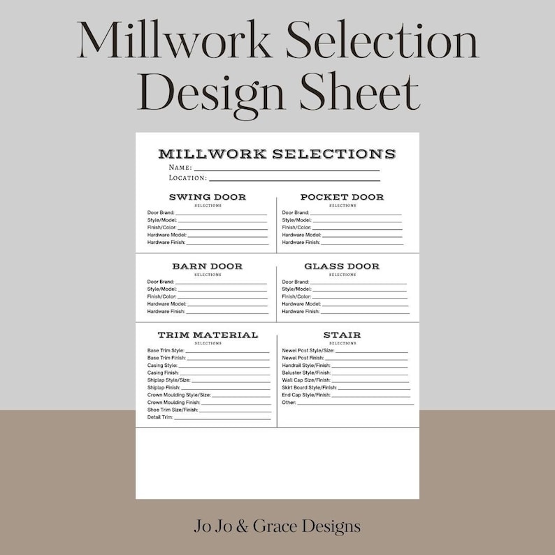 Millwork Trim Selection Sheet, Building Product Sheet, Millwork ...