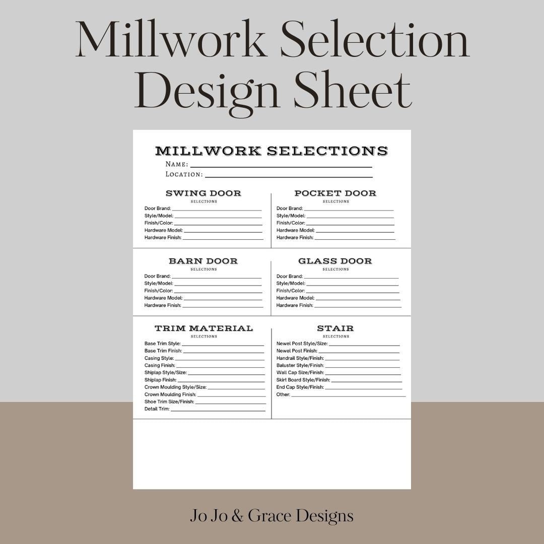Millwork Trim Selection Sheet, Building Product Sheet, Millwork ...