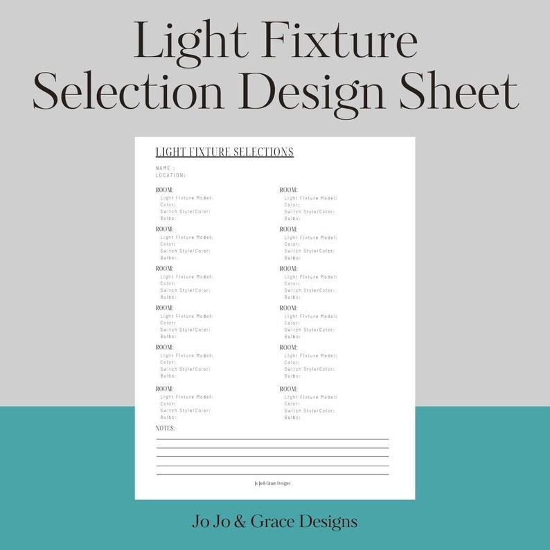 Light Fixture Selection Sheet, Builder Color Selections, New Home ...