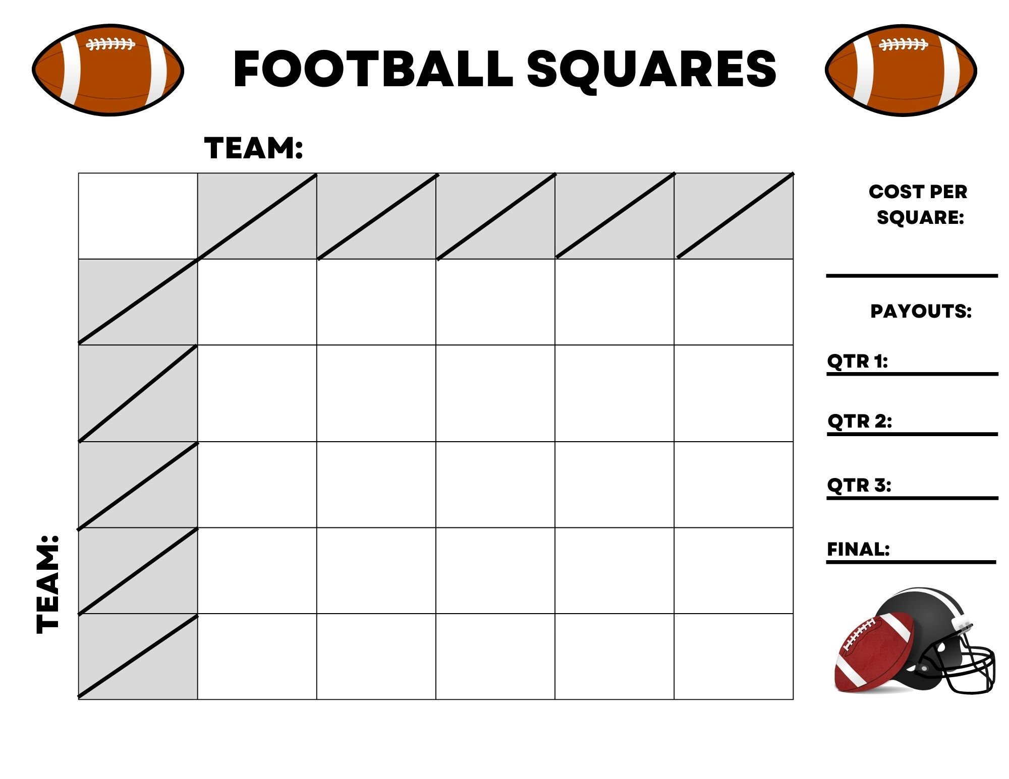 25 Square Football Game Board: Big Game Party (digital Download) - Etsy