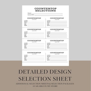 Countertop Design Selection Sheet, Home Building Product Template ...