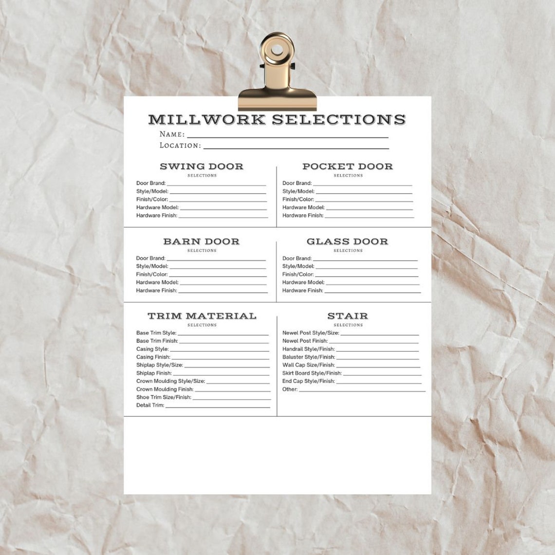 Millwork Trim Selection Sheet, Building Product Sheet, Millwork ...