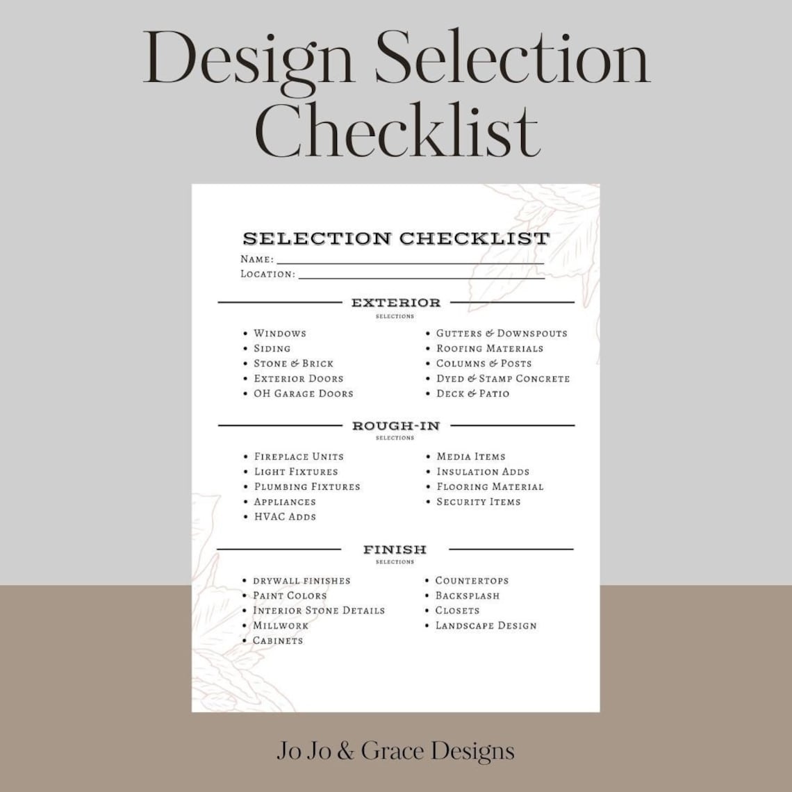 New Home Construction Checklist: Interior Design Template (digital ...