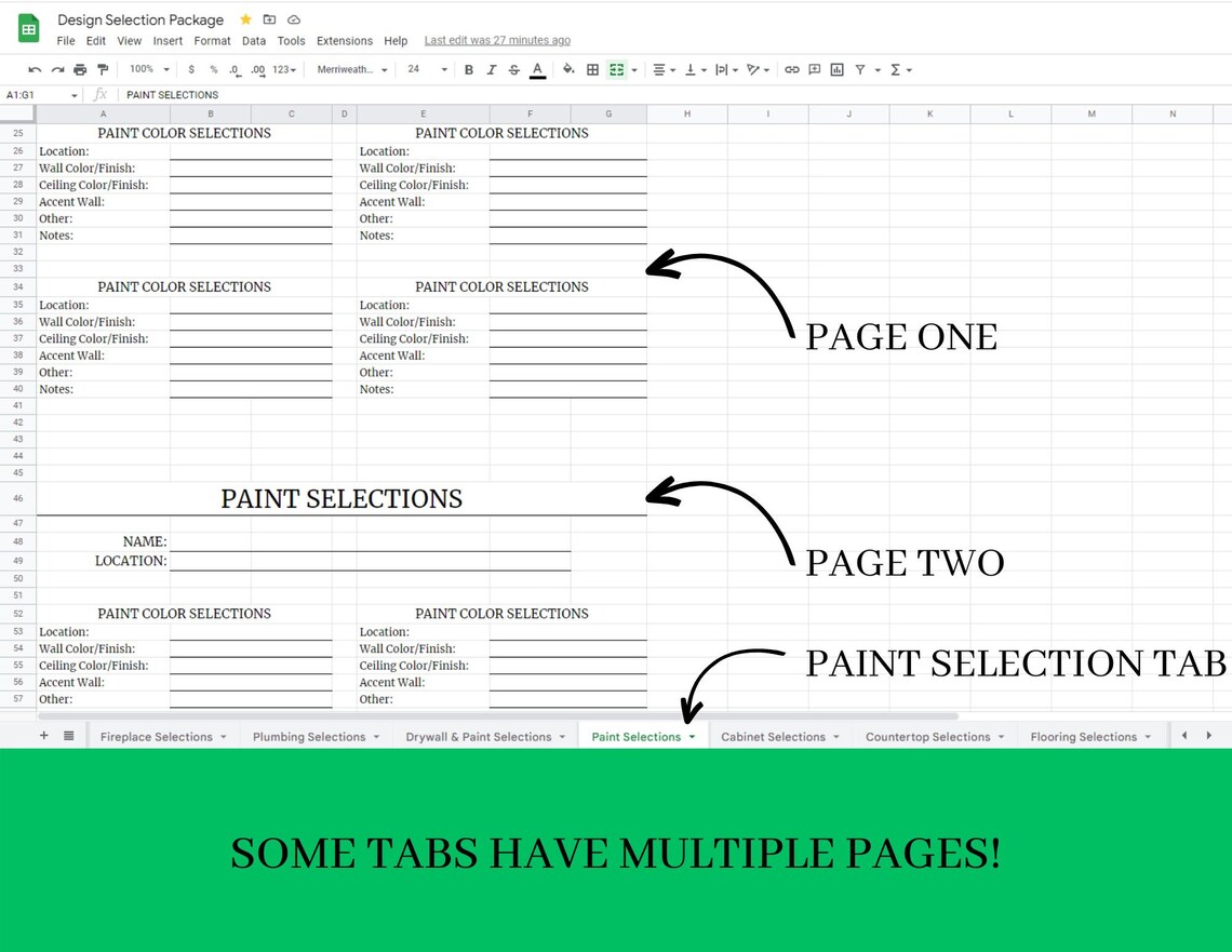 Home Design Selection Sheets: Customizable Google Sheets Template ...
