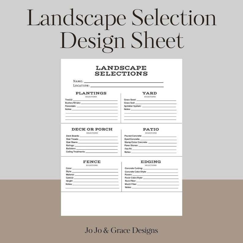 Exterior Landscape House Design Selection Sheet, Printable Builder ...