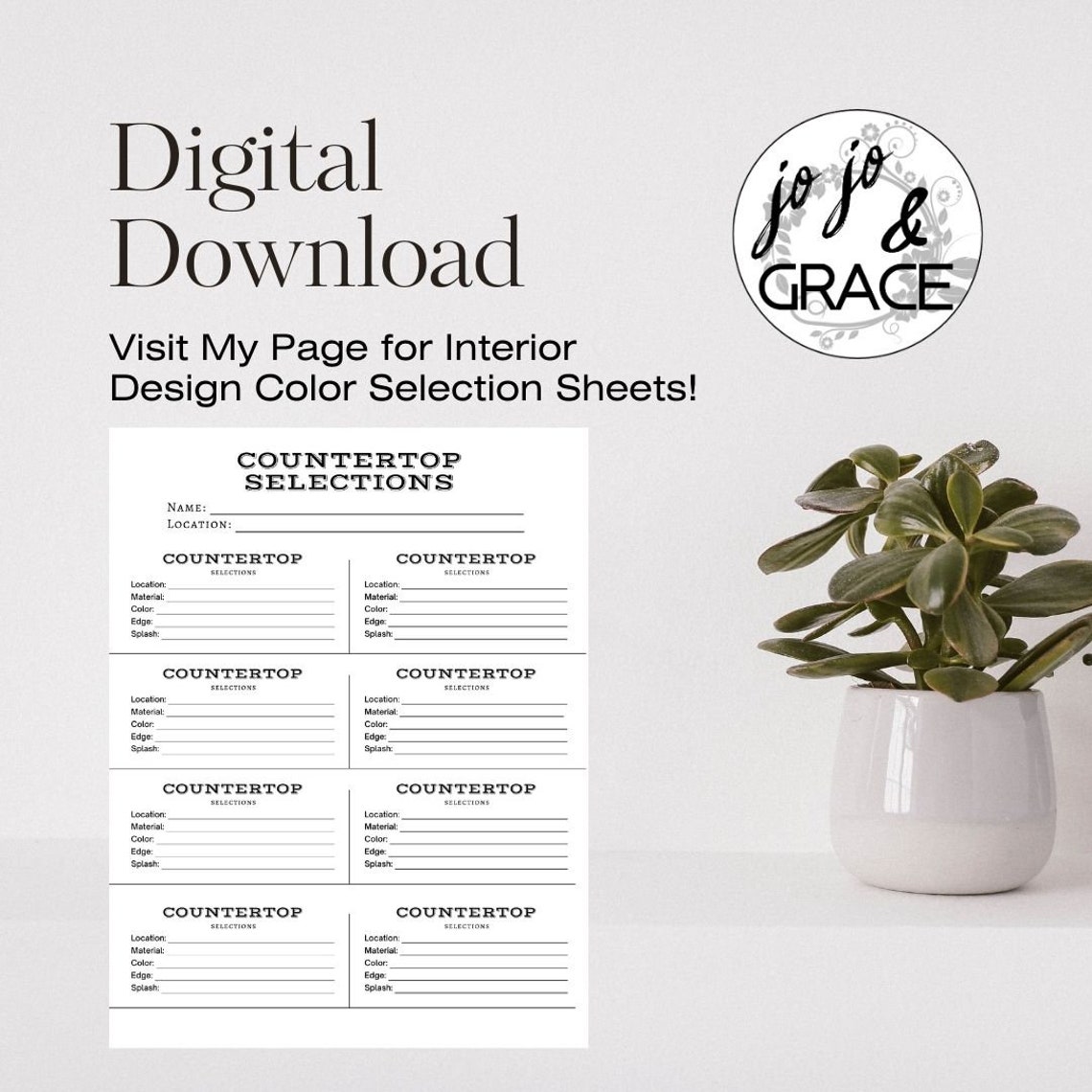 Countertop Design Selection Sheet, Home Building Product Template ...