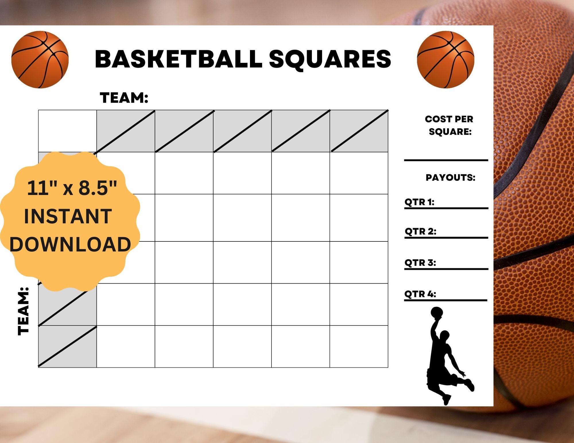 25 Square Basketball Square Game Four Quarters, Basketball Gambling ...