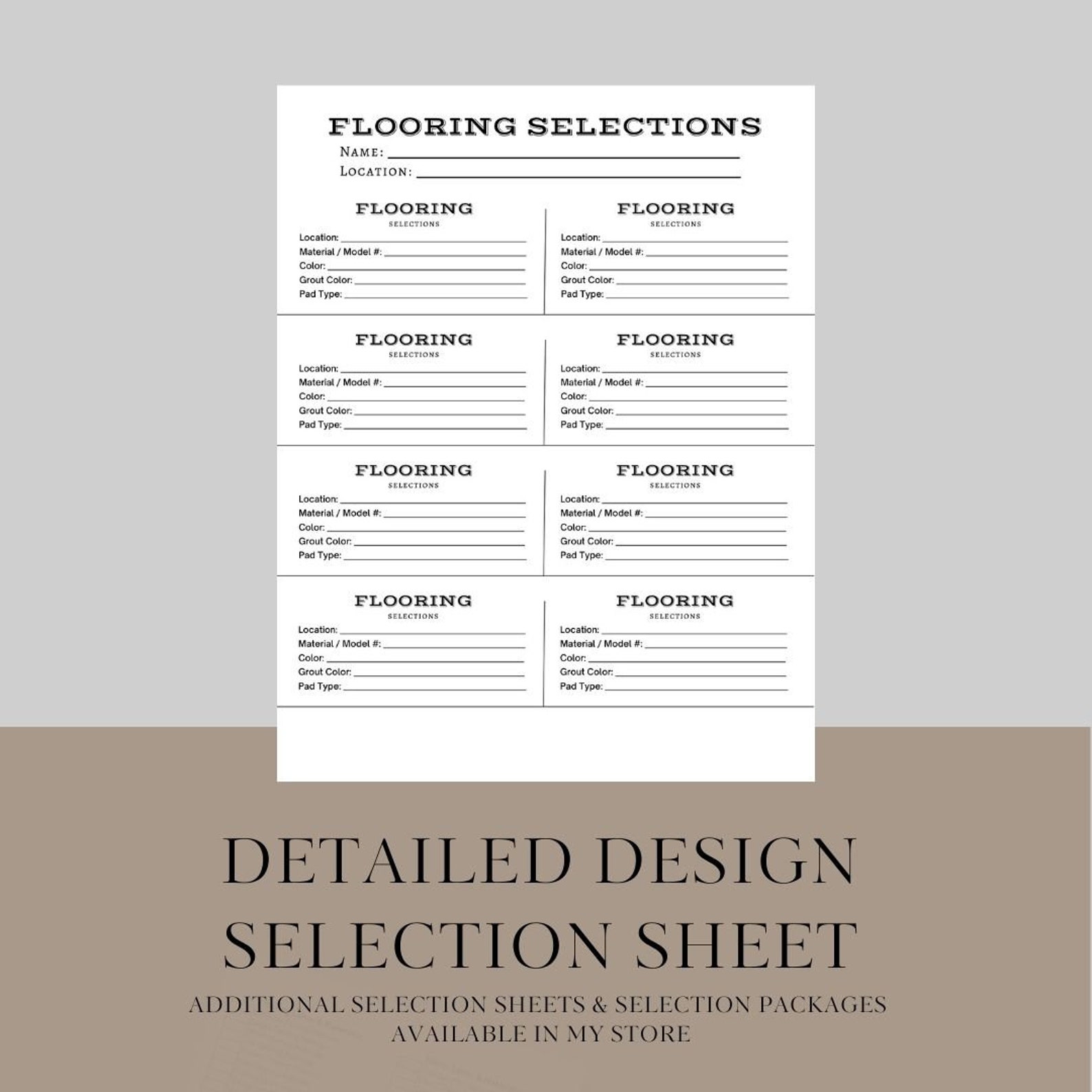Flooring Material Selection Sheet, Building Product Sheet, Flooring ...