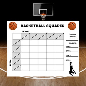25 Square Basketball Square Game Four Quarters, Basketball Gambling ...