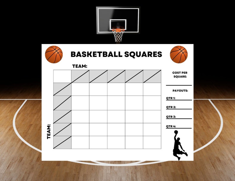 25 Square Basketball Square Game Four Quarters, Basketball Gambling ...