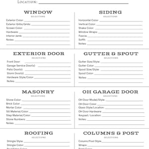 Home Building Selections Package: 14-page Design Checklist (PDF) - Etsy