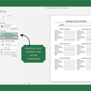 Home Design Selection Sheet: Customizable Excel Template (digital ...