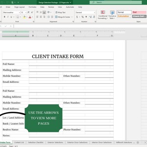 Home Design Selection Sheet: Customizable Excel Template (digital ...