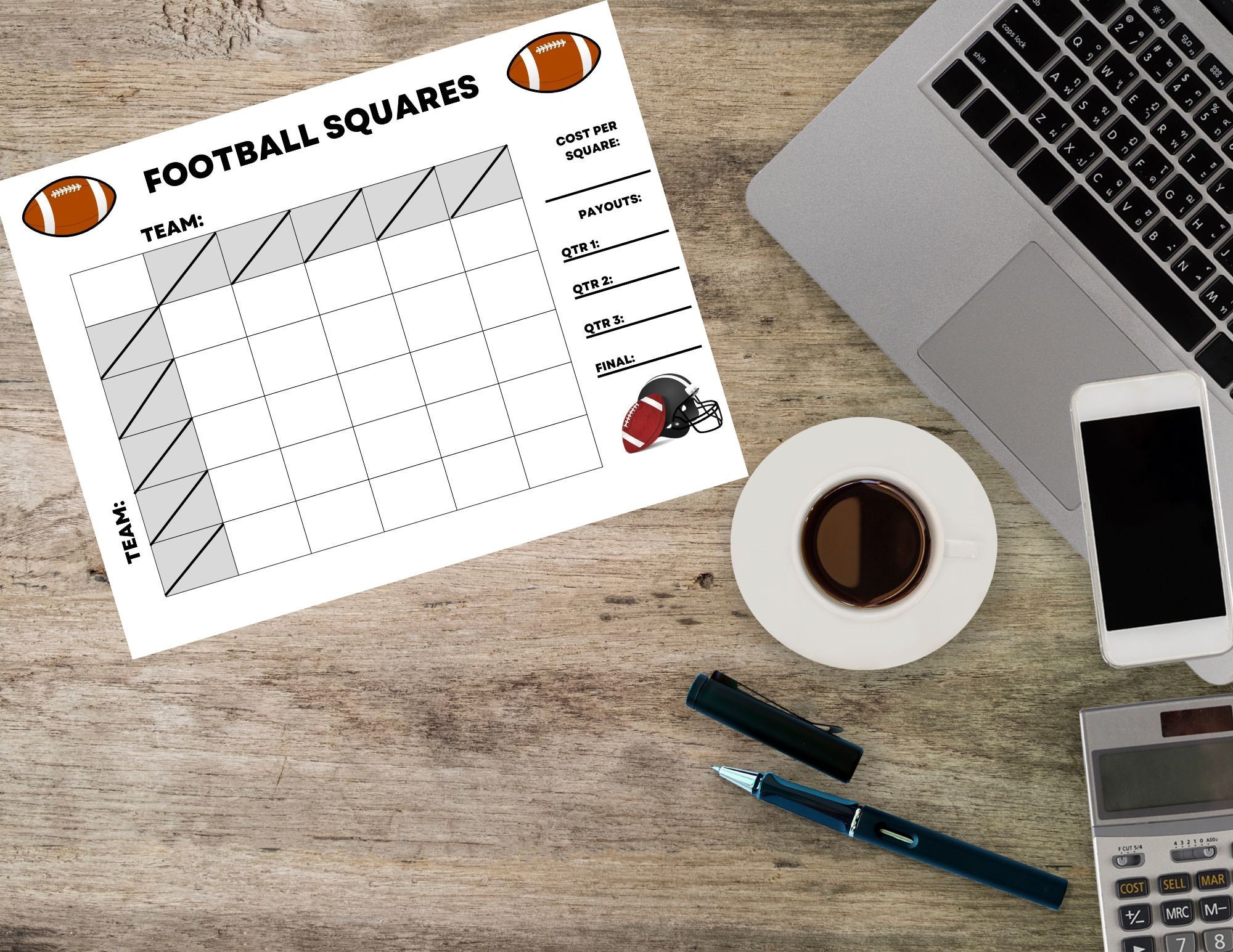 25 Square Football Game Board: Big Game Party (digital Download) - Etsy