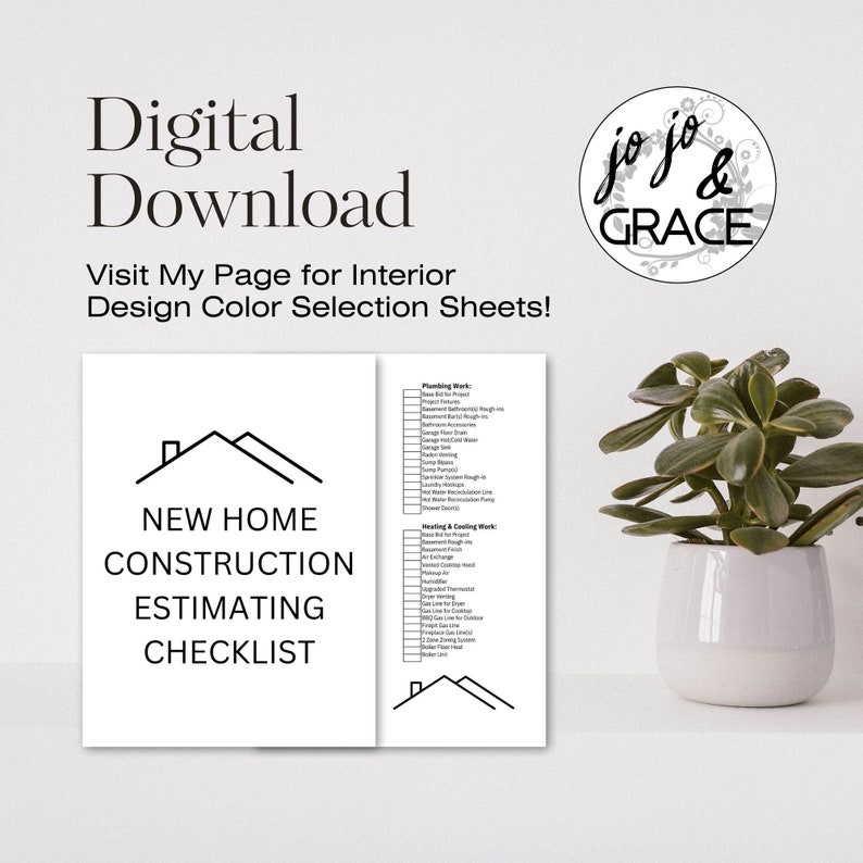 New Home Construction Estimating Checklist (printable PDF) - Etsy