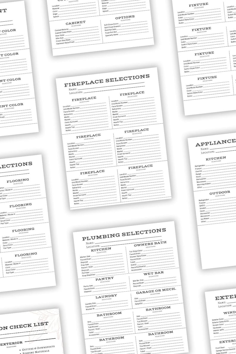 Home Building Selections Package: 14-page Design Checklist (PDF) - Etsy